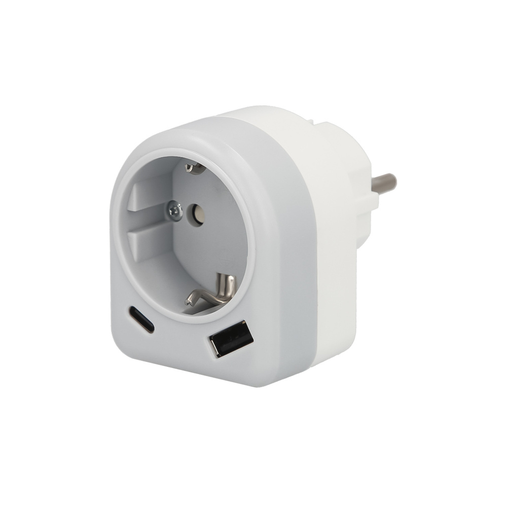 Enchufe / Adaptador Schuko Con 2 Tomas, USB A / C. Potencia Maxima 3680 W. Cargador Moviles ...